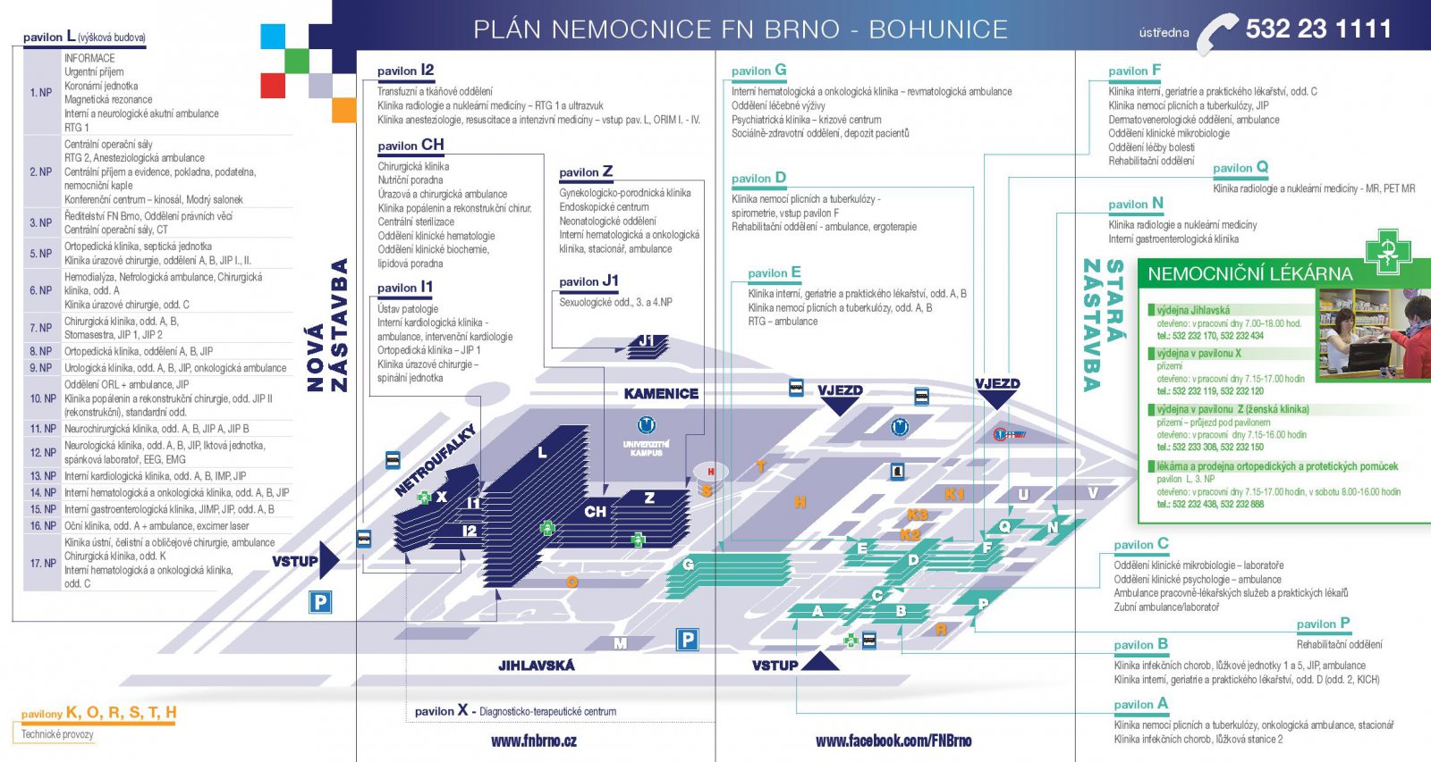 Areál Bohunice, Jihlavská 20 - Fakultní nemocnice Brno